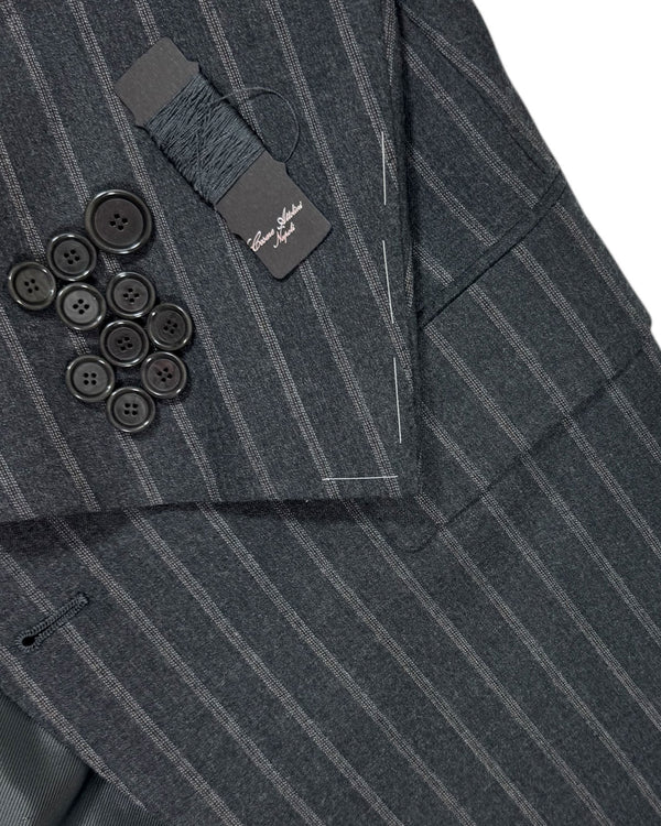 Cesare Attolini Wool Suit Dark Gray Striped Design EU 48/ US 38 - Tie Deals
