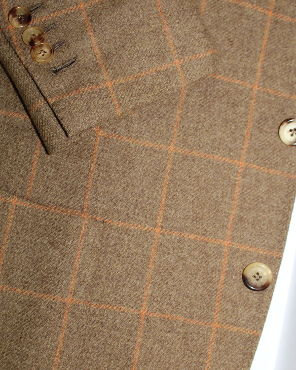 Luigi Borrelli Wool Sport Coat Brown Windowpane EU 50 / US 40 - Tie Deals