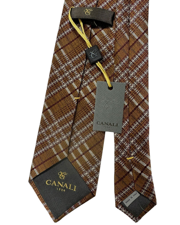 Canali Silk Tie Olive Glen Check - Hand Made In Italy - Tie Deals