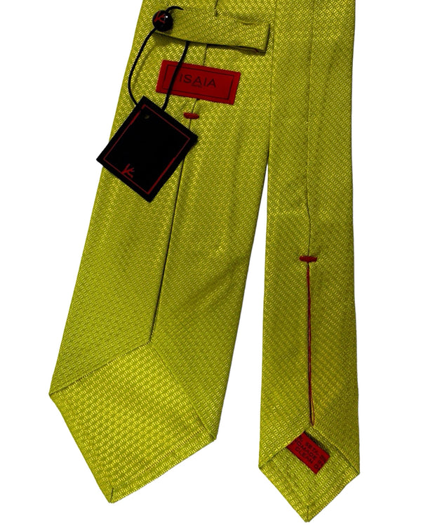 Isaia Tie Lime Micro Pattern Design - Sartorial Silk Tie - Tie Deals