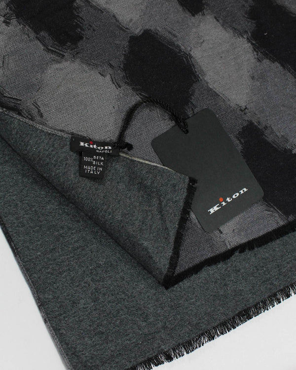 Kiton Scarf Gray Black Diamonds - Luxury Silk Shawl Men Collection ...