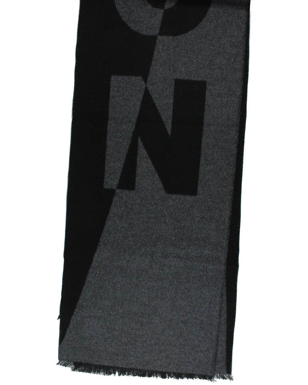 Kiton Wool Cashmere Scarf Gray Black Kiton Logo Text - Tie Deals
