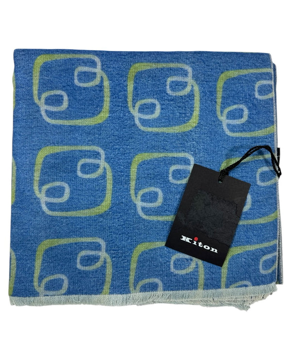 Kiton Silk Scarf Men Collection Blue Design FINAL SALE - Tie Deals