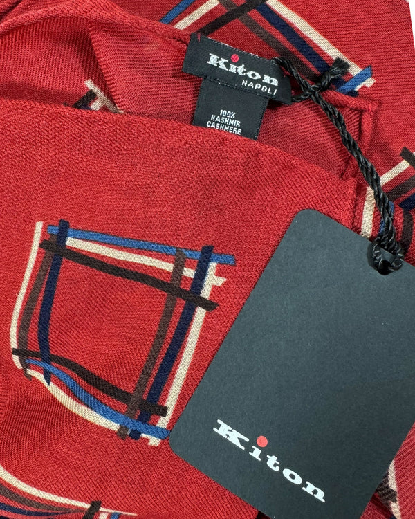 Kiton Small Cashmere Scarf Red Design - Imperfect FINAL SALE - Tie Deals
