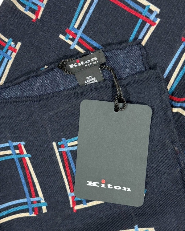 Kiton Small Cashmere Scarf Navy Blue Design - Tie Deals