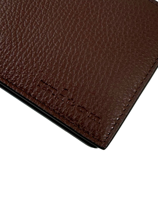 Kiton Wallet - Brown Grain Leather Men Wallet Bifold - Tie Deals