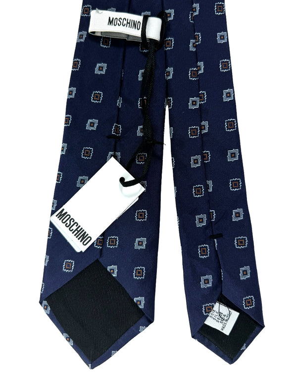 Moschino Tie Midnight Blue Geometric Design FINAL SALE - Tie Deals