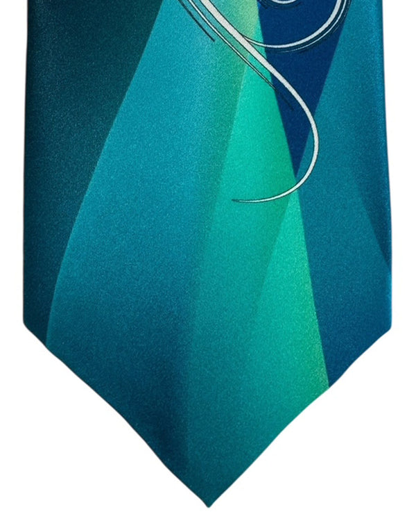 Vitaliano Pancaldi Silk Tie Teal Blue Design - Tie Deals