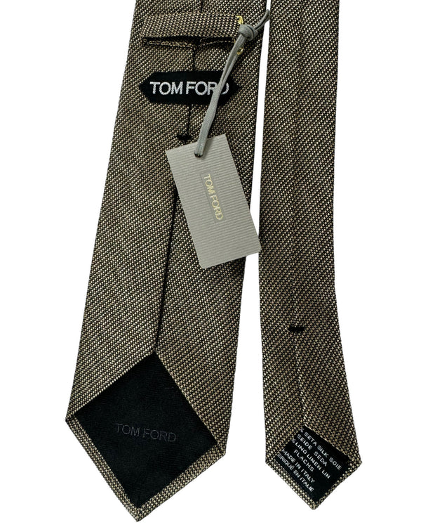 Tom Ford Necktie Brown Micro Pattern - Linen Silk SALE - Tie Deals