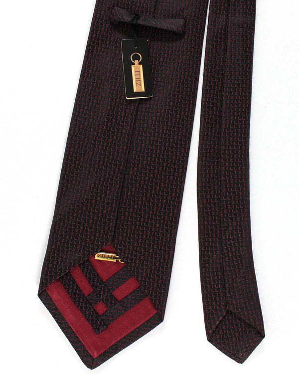 Zilli Silk Tie Black Fuchsia Logo - Wide Necktie FINAL SALE - Tie Deals