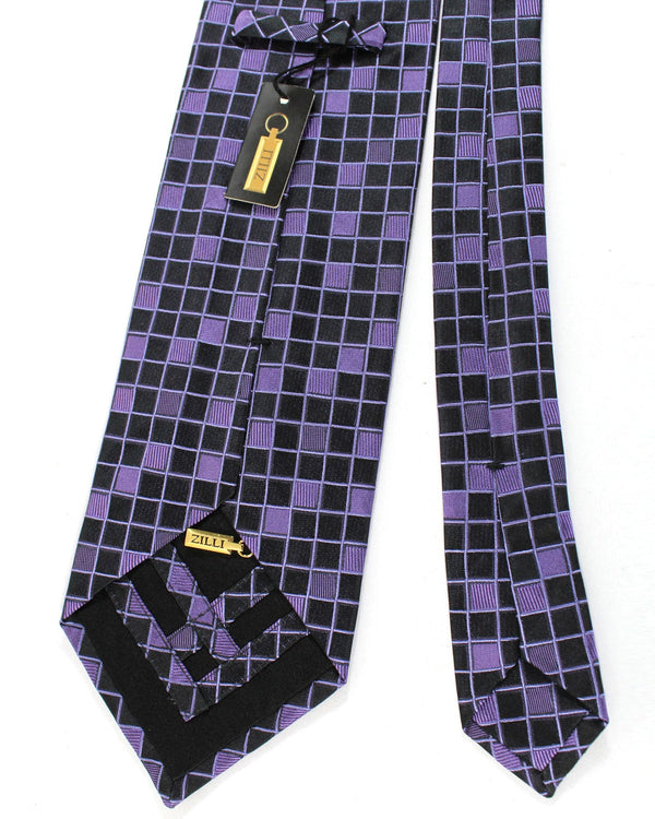 Zilli Silk Tie Purple Geometric - Wide Necktie FINAL SALE - Tie Deals