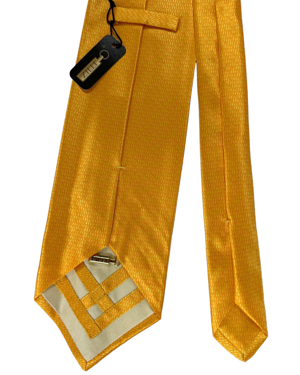 Zilli Silk Tie Orange Micro Logo - Wide Necktie - Tie Deals