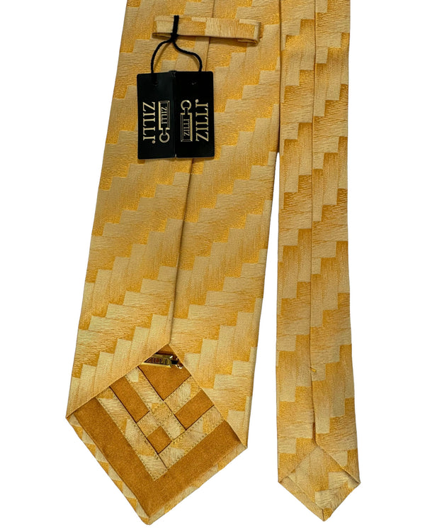 Zilli Silk Tie Orange Geometric Herringbone - Wide Necktie SALE - Tie Deals