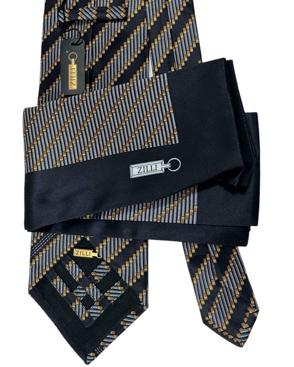 Zilli Silk Tie & Pocket Square Set Zilli Online Outlet Store - Tie Deals