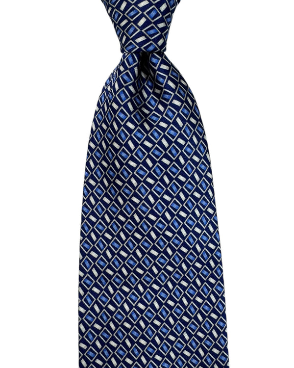 Zilli Necktie Blue Geometric - Luxury Wide Tie - Tie Deals