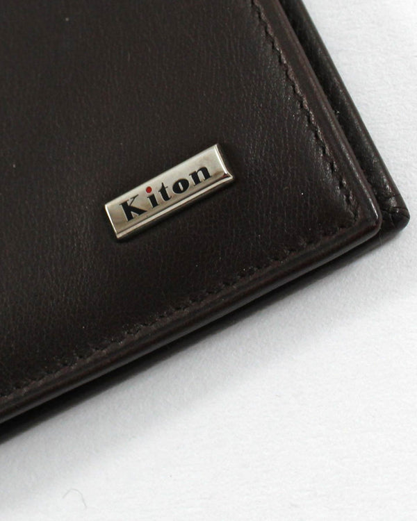 Kiton Wallet - Brown Smooth Leather Men Wallet Bifold - Tie Deals