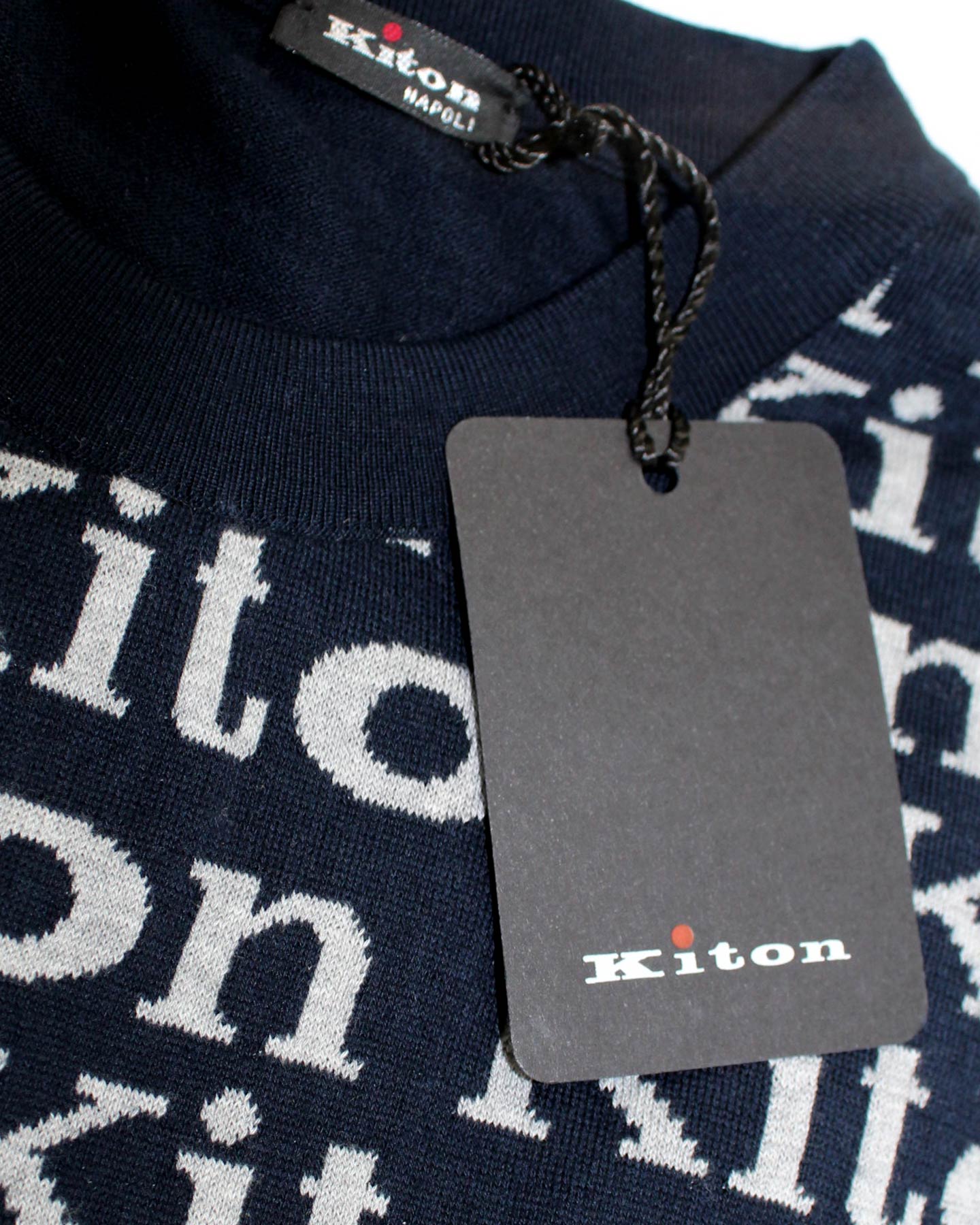 Kiton Sweater Black Logo Crewneck M - Tie Deals
